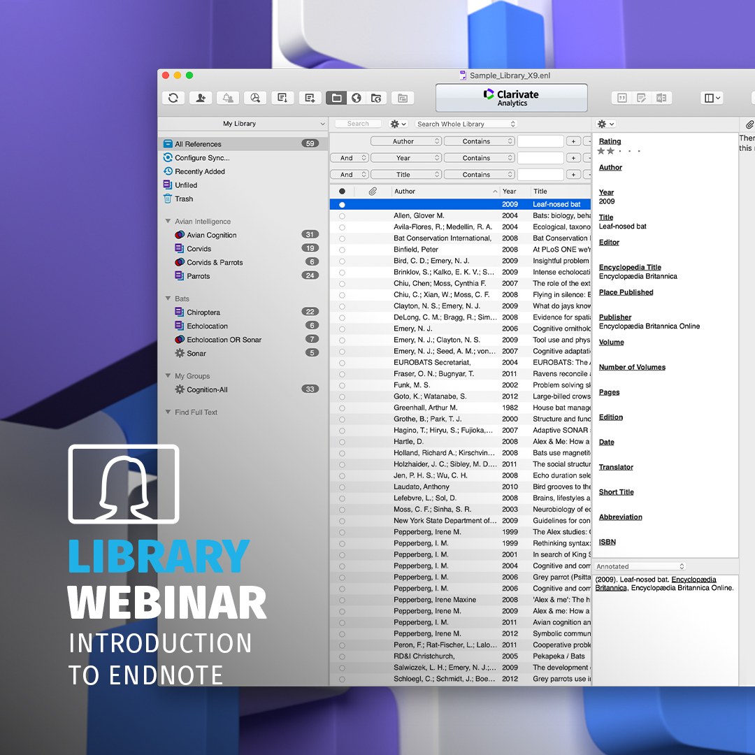 Library Webinar: Intro to Endnote / Library / Events / The University ...